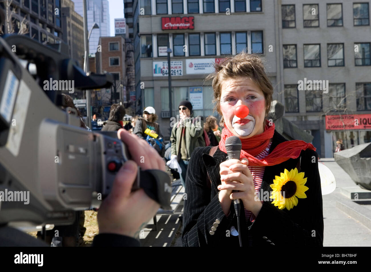 University students gather to protest in downtown Montreal Stock Photo ...