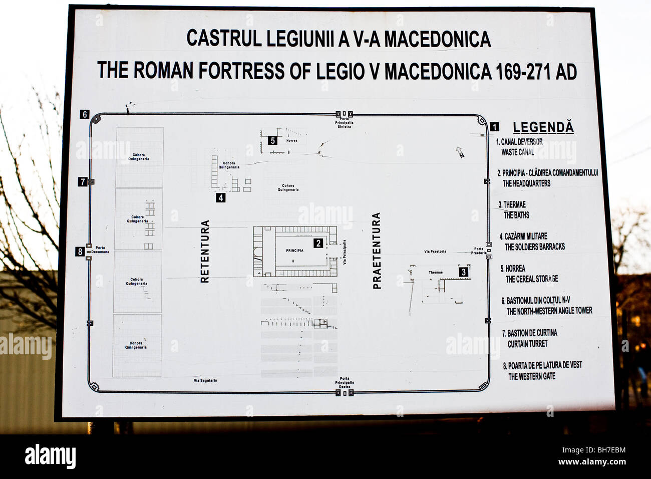 Map at the ruins of the Castrum Potaissa base camp of the roman legion ...
