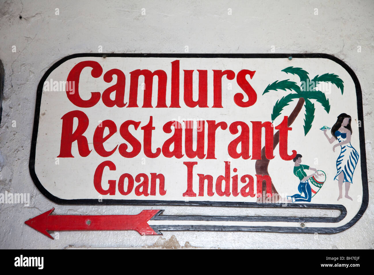 Stone Town, Zanzibar, Tanzania. Sign for Goan Indian Restaurant Stock ...