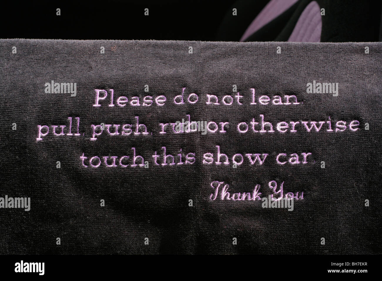 Polite reminder to classic car show attendees Stock Photo - Alamy