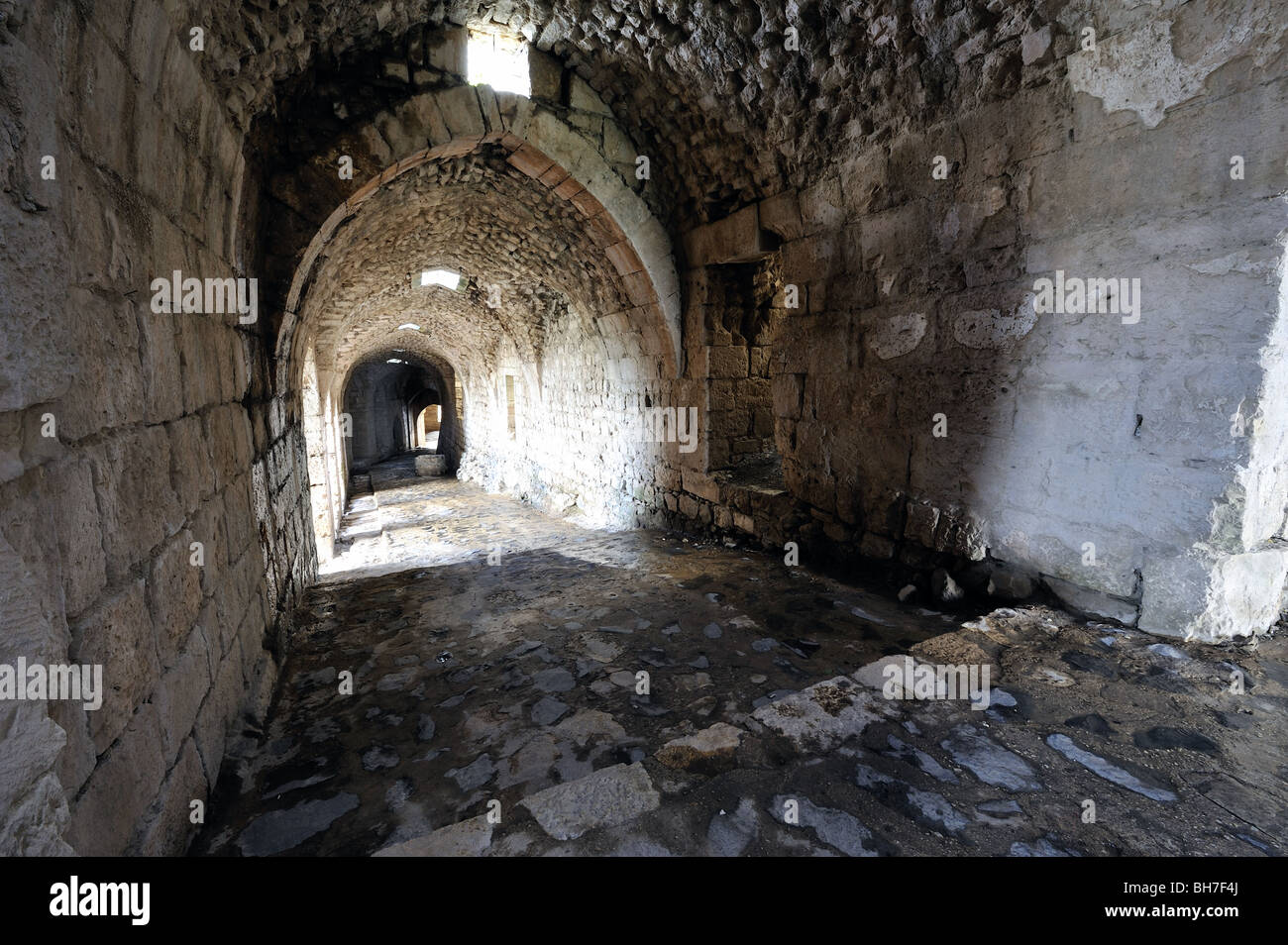 Vaulted Corridor inside Krak Des Chevaliers Crusader Castle in Syria ...