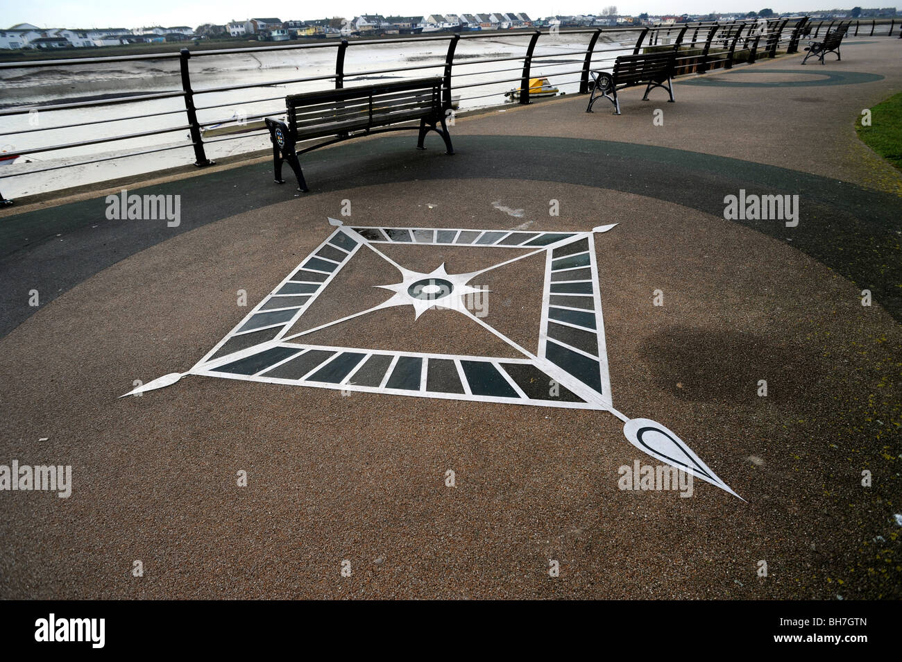 Commemorative compass marker at coronation green shoreham by sea Stock ...