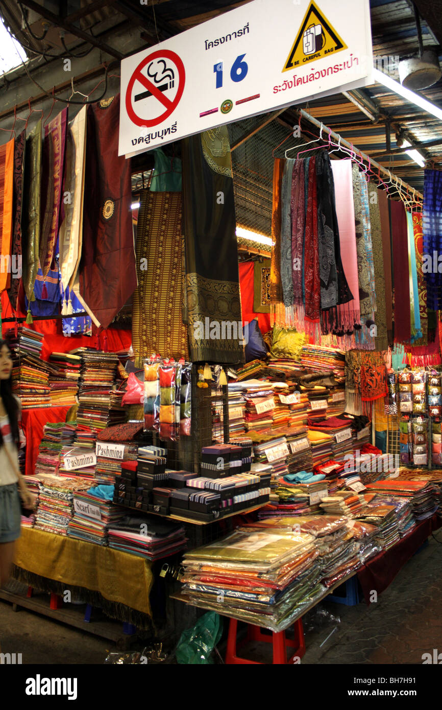 Silk store at Chatuchak Weekend Market , Bangkok , Thailand Stock Photo ...