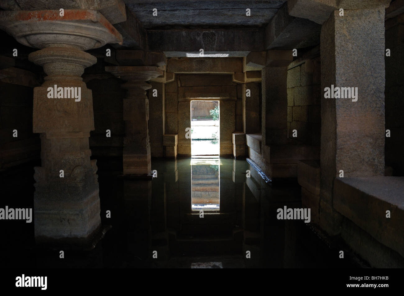 Inside of Temple under water in Hampi India Stock Photo - Alamy