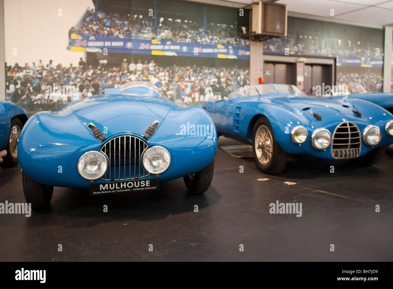 Blue Bugatti racing motor car front grille, Schlumpfs Museum mulhouse ...
