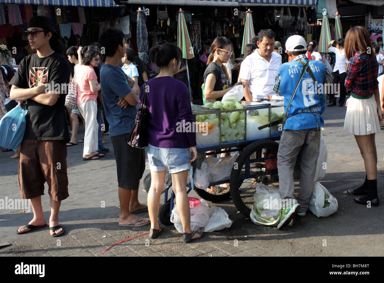 Fruit merchant at Chatuchak Weekend Market , Bangkok , Thailand Stock ...