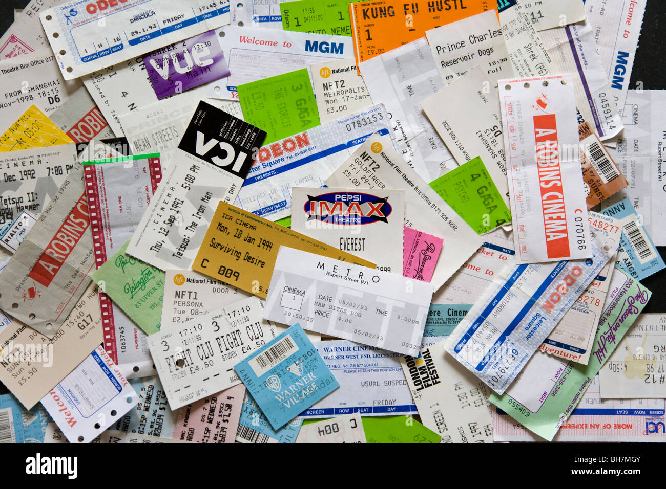 Large collection of cinema tickets Stock Photo - Alamy