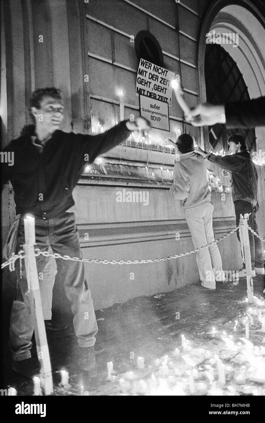 Monday protest in October 1989 in Schwerin, East Germany, Mecklenburg ...