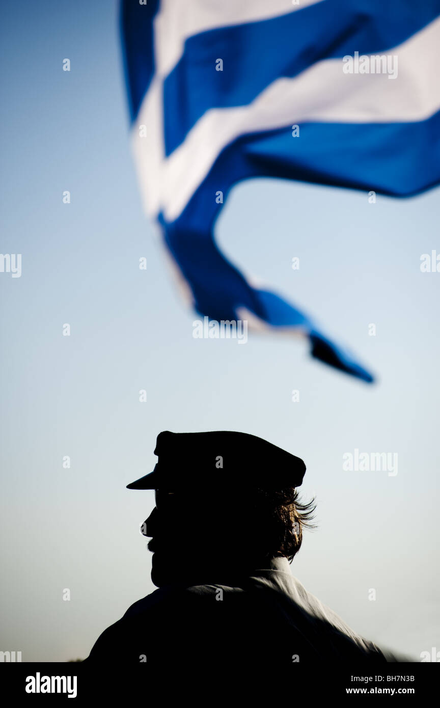 Flag blown wind greece hi-res stock photography and images - Alamy