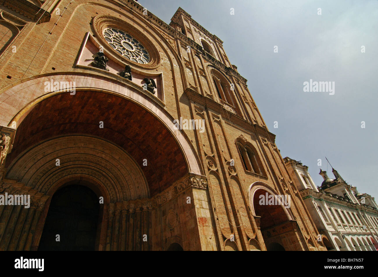 Ecuador, Cuenca, low angle view of a designed structure with arched ...