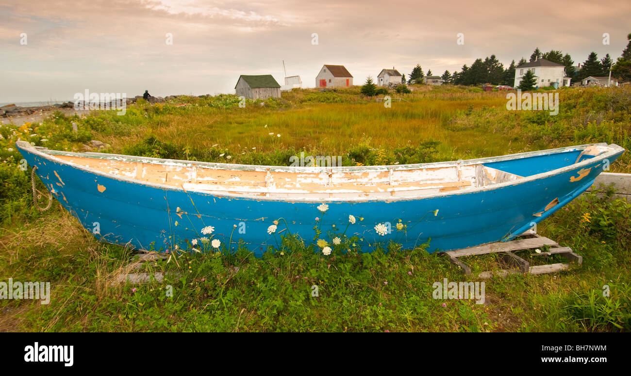 Nova Scotia, Blue Rocks, Landscape of Weathered Dory Boat and Fishing ...