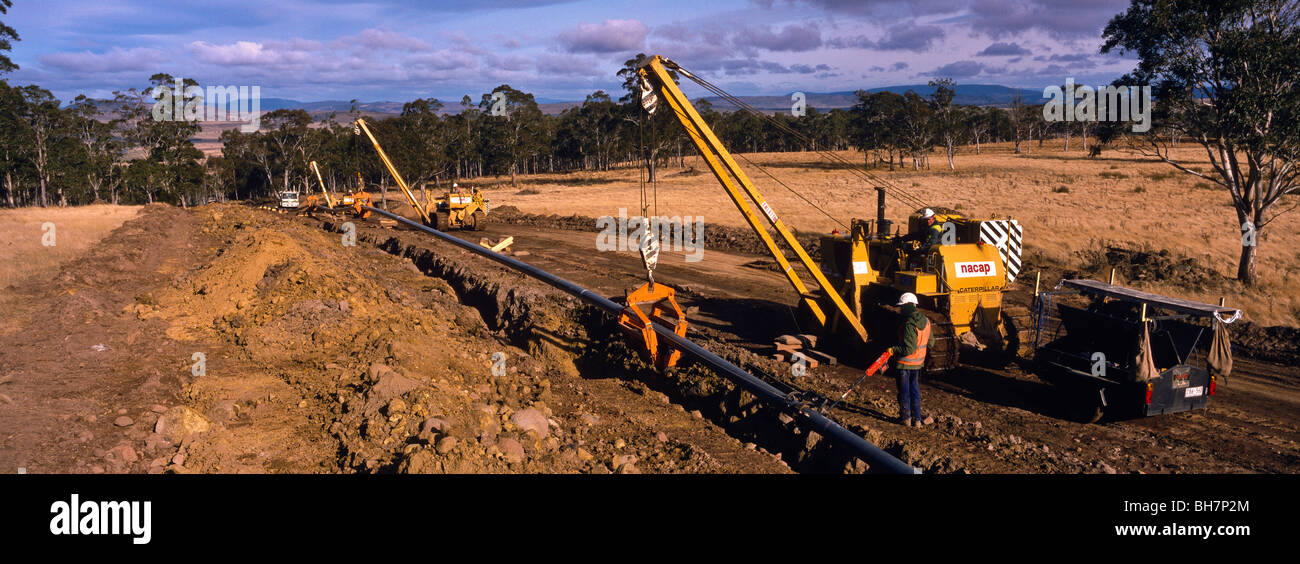 Laying gas pipeline Tasmania Australia Stock Photo - Alamy