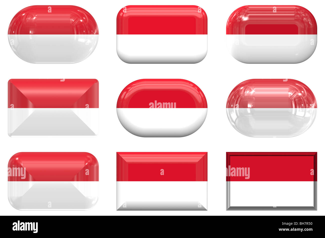 nine glass buttons of the Flag of Indonesia Stock Photo - Alamy