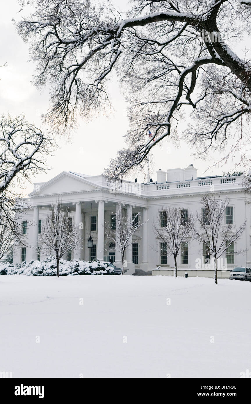 The White House With Snow