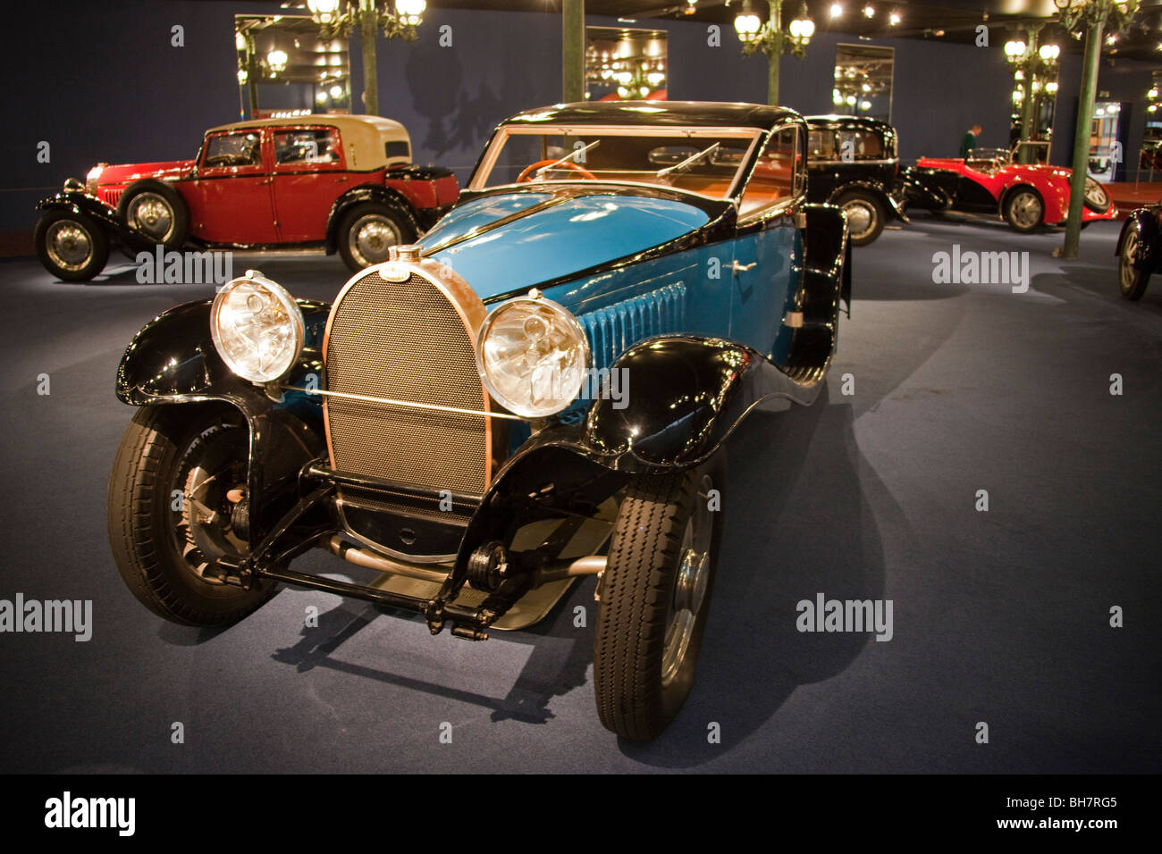 Blue Bugatti sports motor car front bonnet grille, Schlumpfs Museum ...