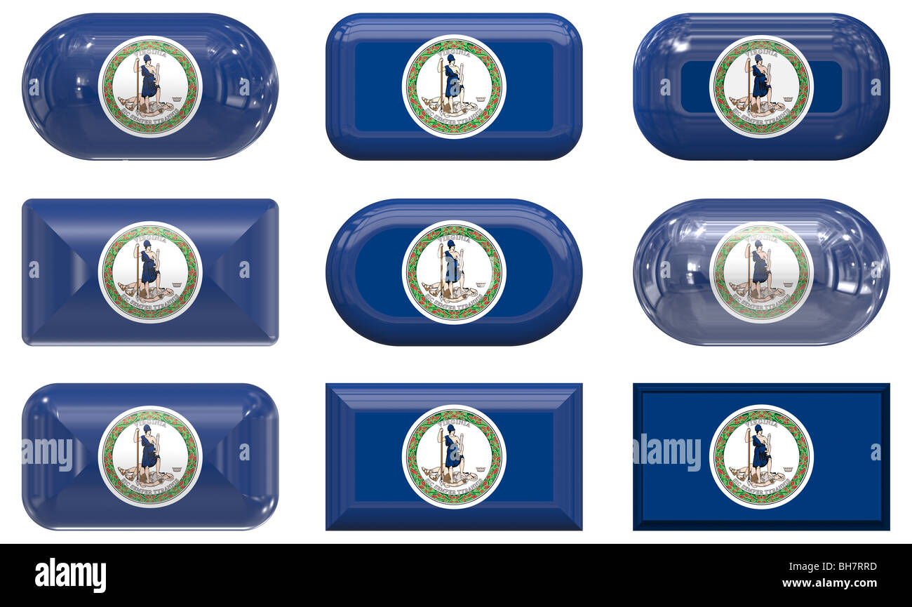nine glass buttons of the Flag of Virginia Stock Photo - Alamy