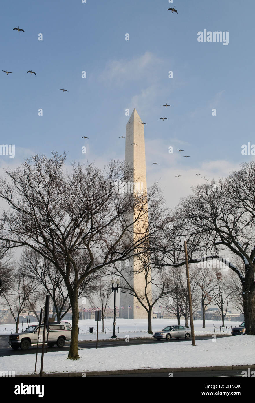 WASHINGTON DC, USA - The Washington Monument stands out against a ...