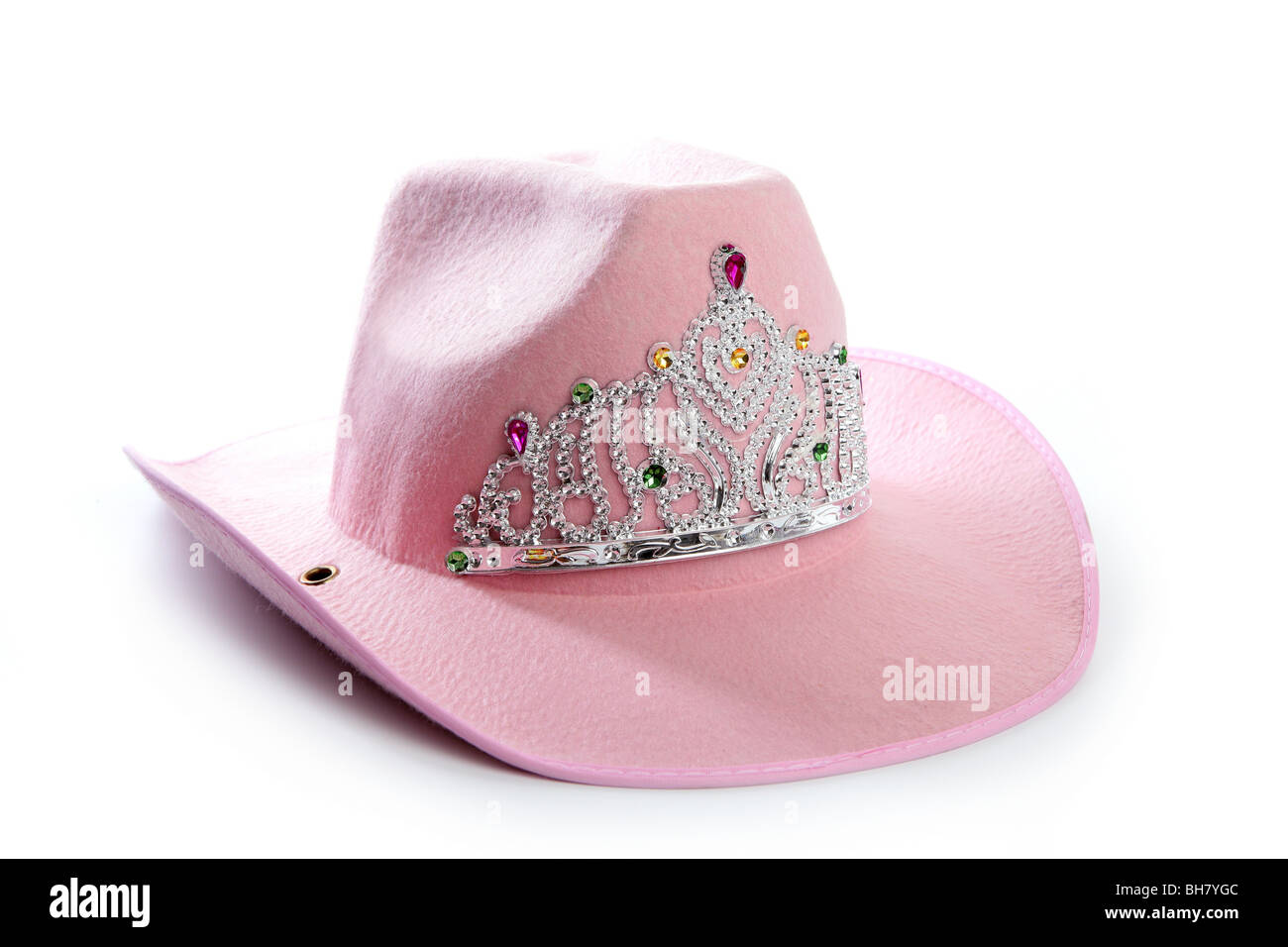 Children girl pink cowboy cowgirl hat with princess crown Stock Photo ...