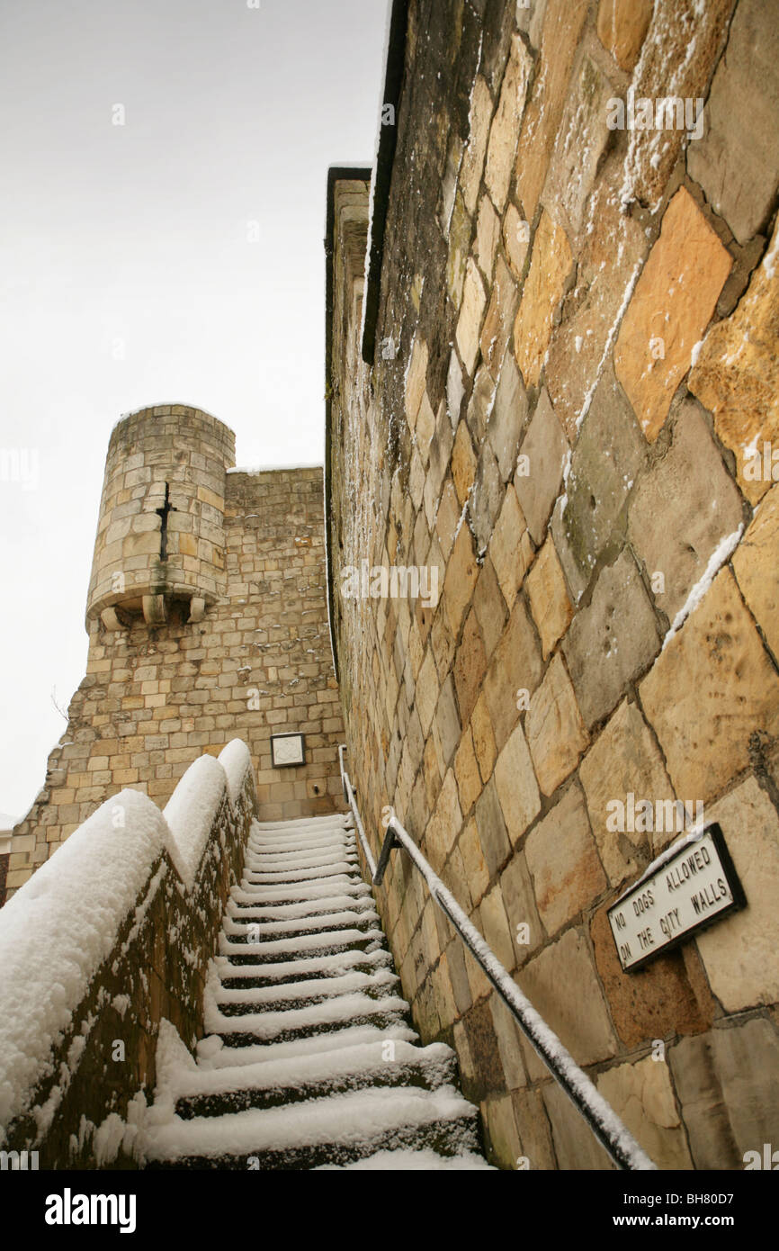 Steps leading to York city walls at Bootham Bar, North Yorkshire ...