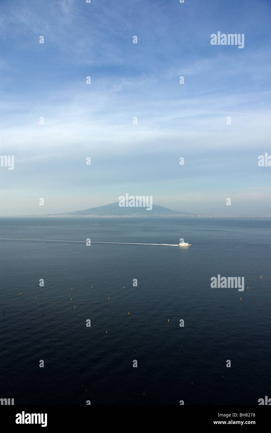 View over the Gulf of Naples towards Mount Vesuvius, Campania, Italy ...