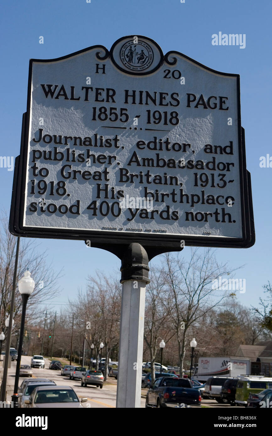 Walter Hines Page 1855-1918 North Carolina historical marker, NC ...