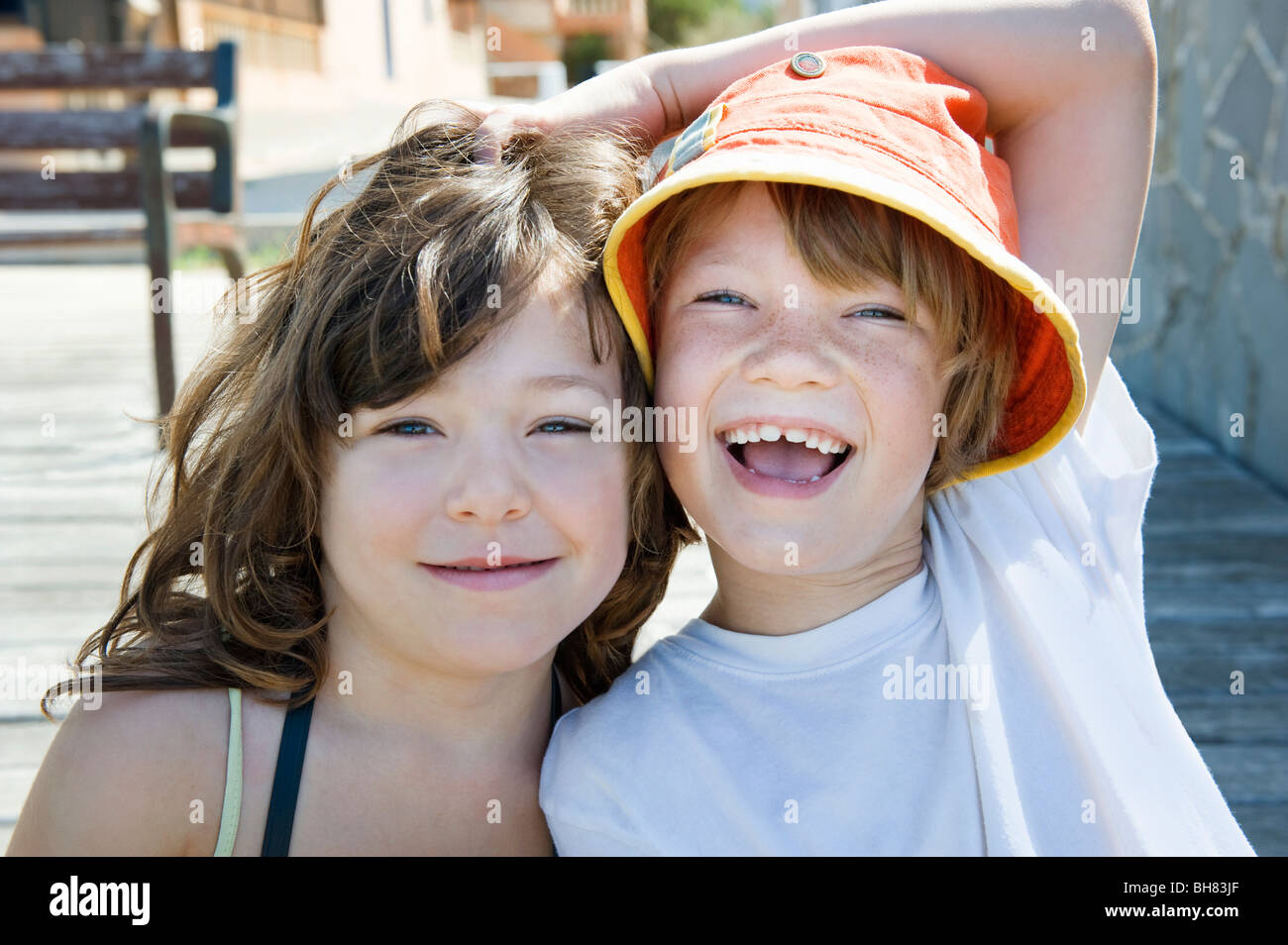 A portrait of a boy and girl Stock Photo - Alamy