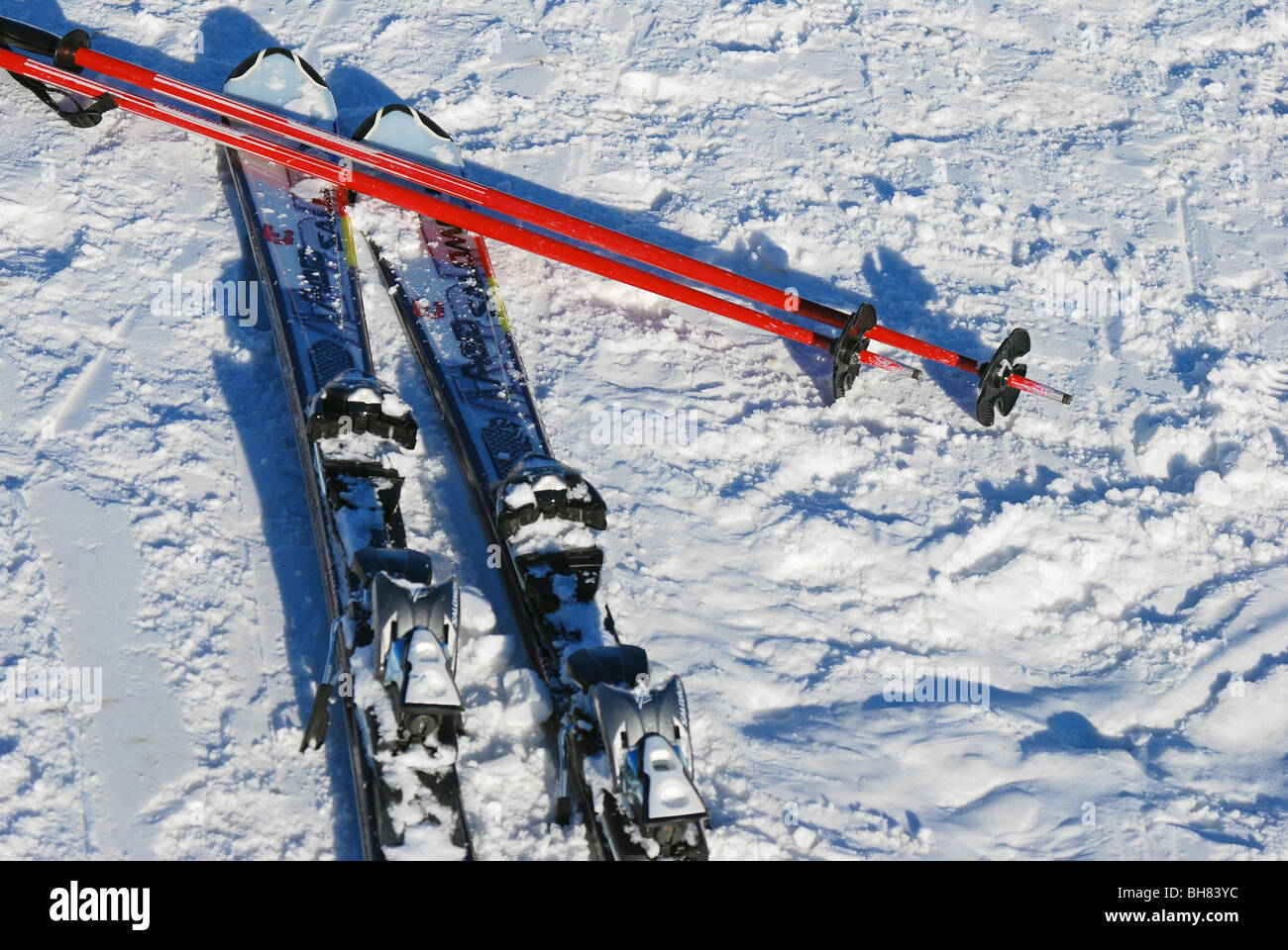 skis and poles on the snow Stock Photo - Alamy