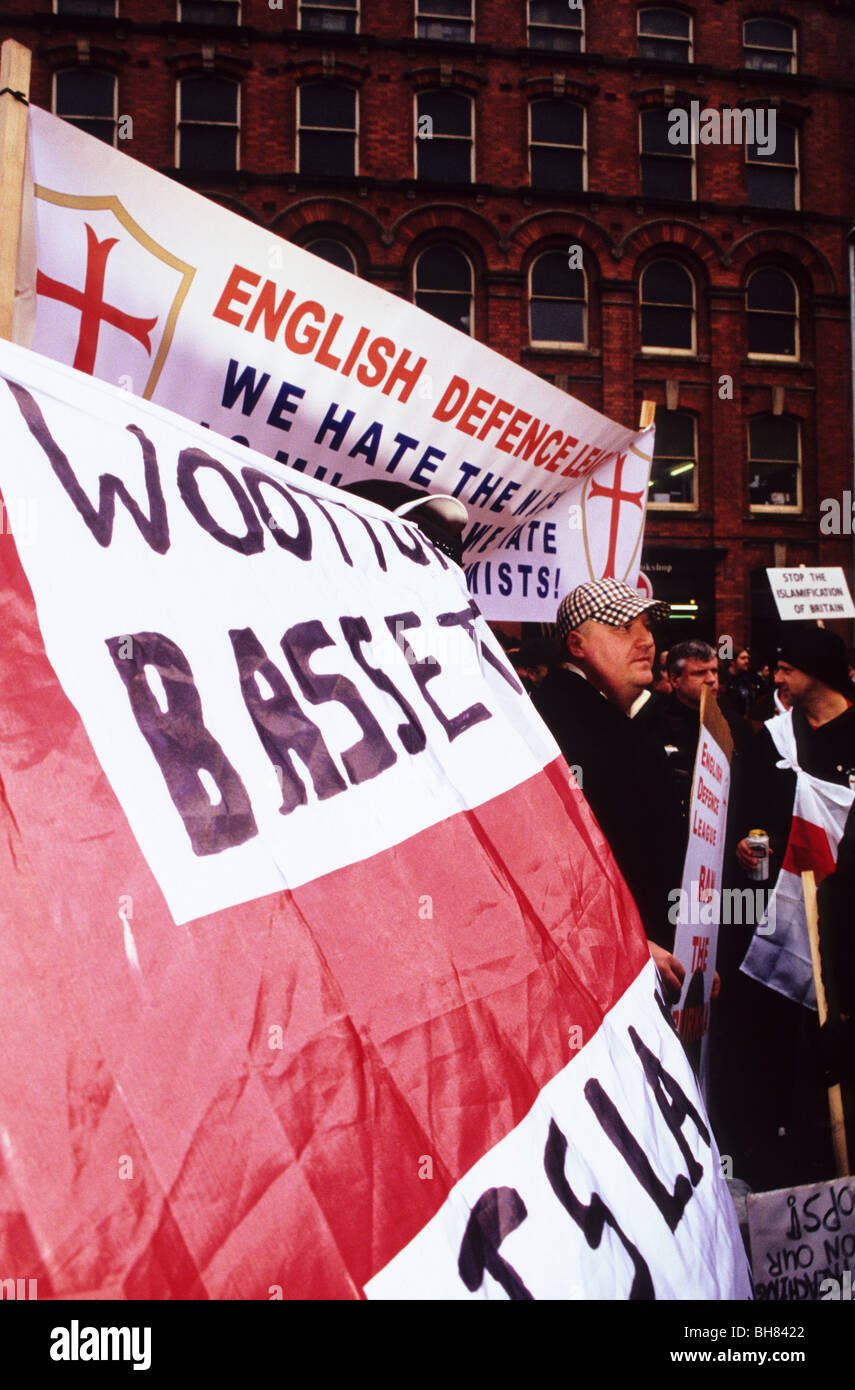 EDL With Flag And Banner In Hanley Stoke-on-Trent Stock Photo - Alamy
