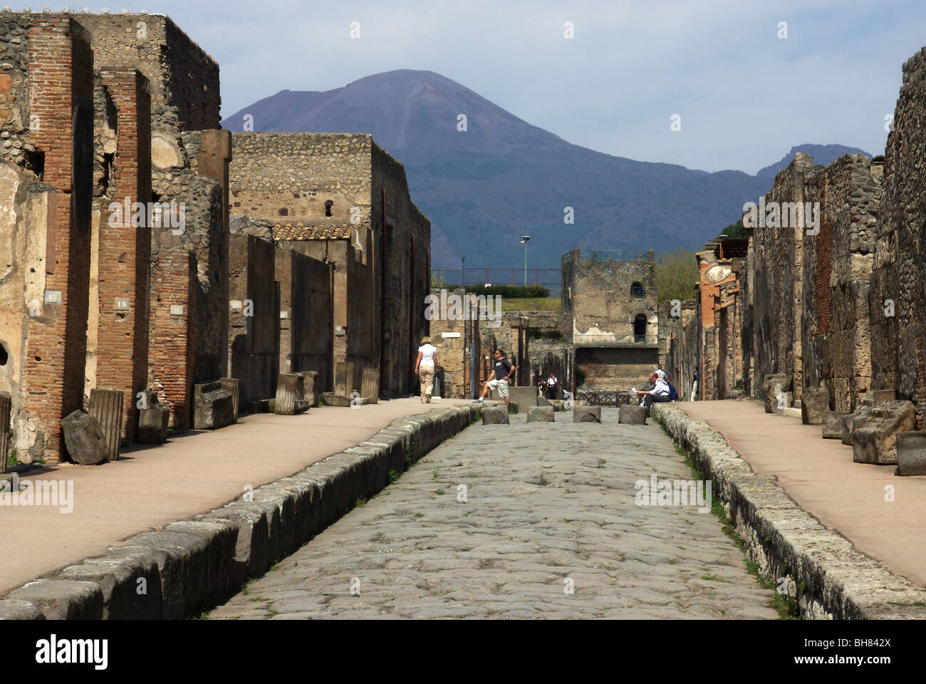 Pompeii Ruins, & Mount Vesuvius, Near Naples, Campania, Italy Stock ...