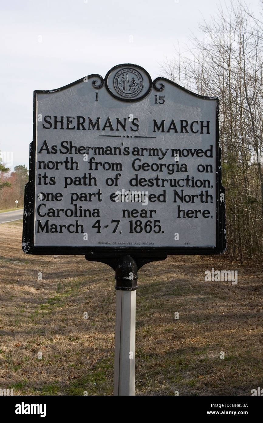 Sherman's March North Carolina historical marker, NC history Stock ...