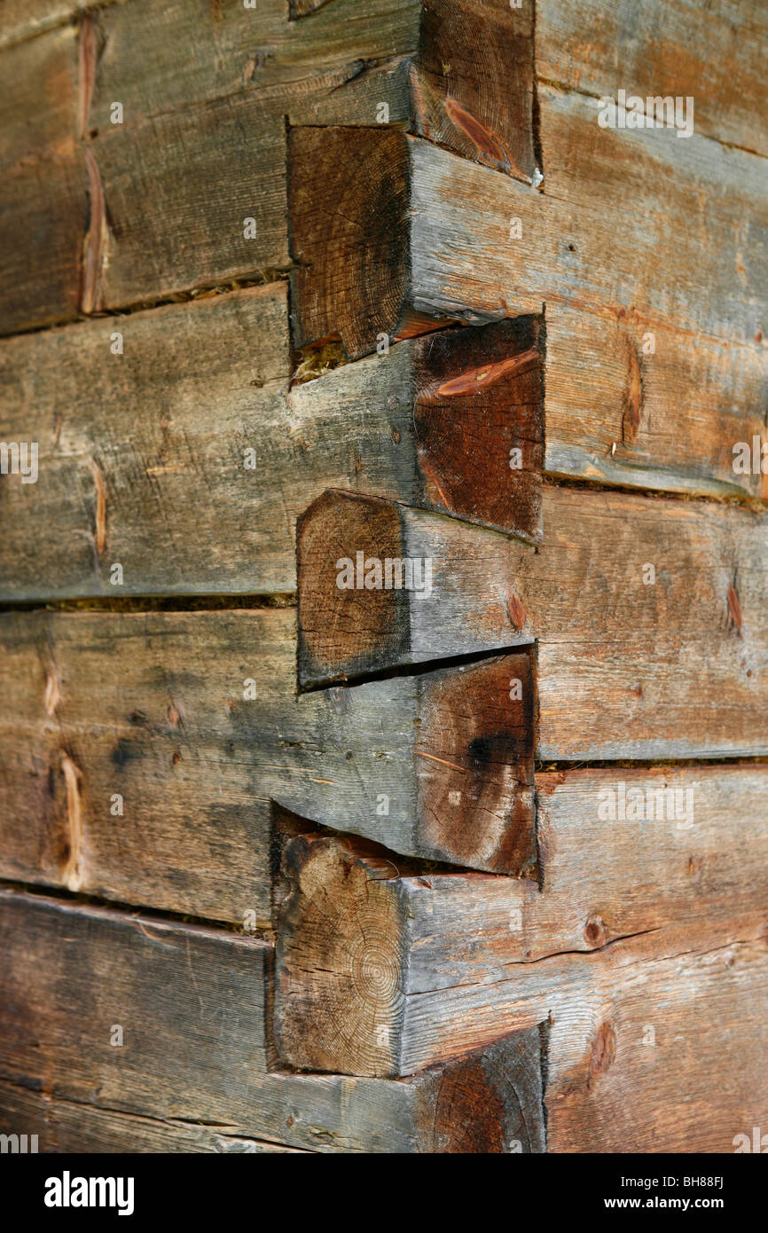 Corner of a wooden structure Stock Photo - Alamy