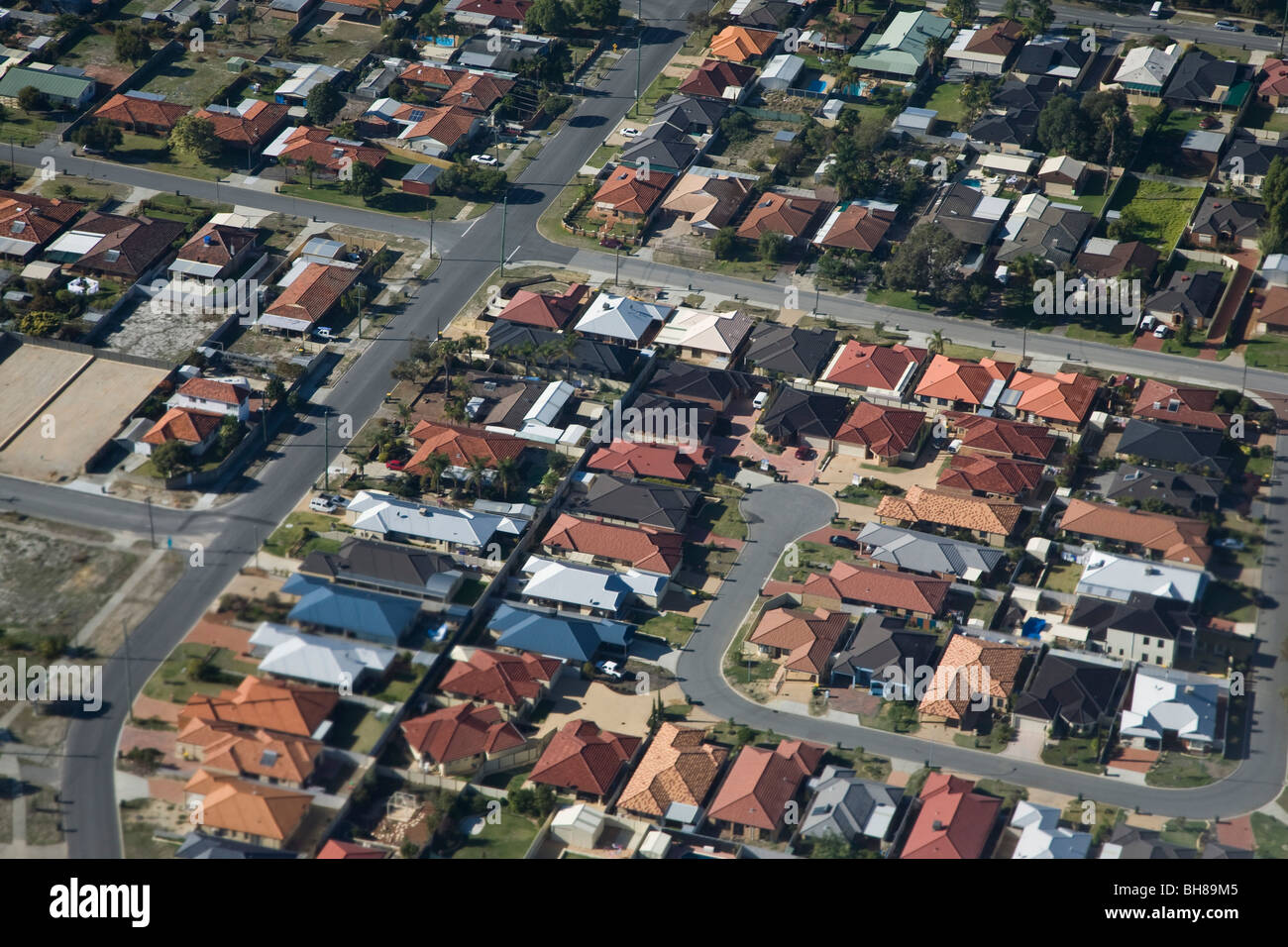 Aerial view of a suburb Stock Photo - Alamy