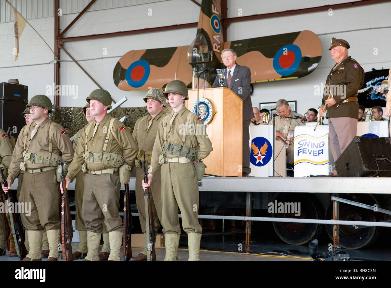 Actor portraying President Franklin D. Roosevelt (FDR) delivers 1941 ...