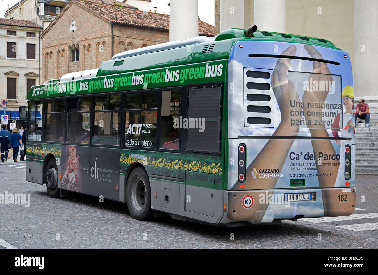 Green bus at Treviso Stock Photo - Alamy