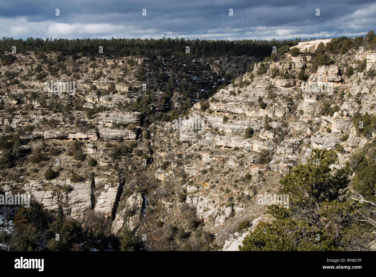 Visitor Center and ruins from Rim Trail Walnut Canyon National Monument ...