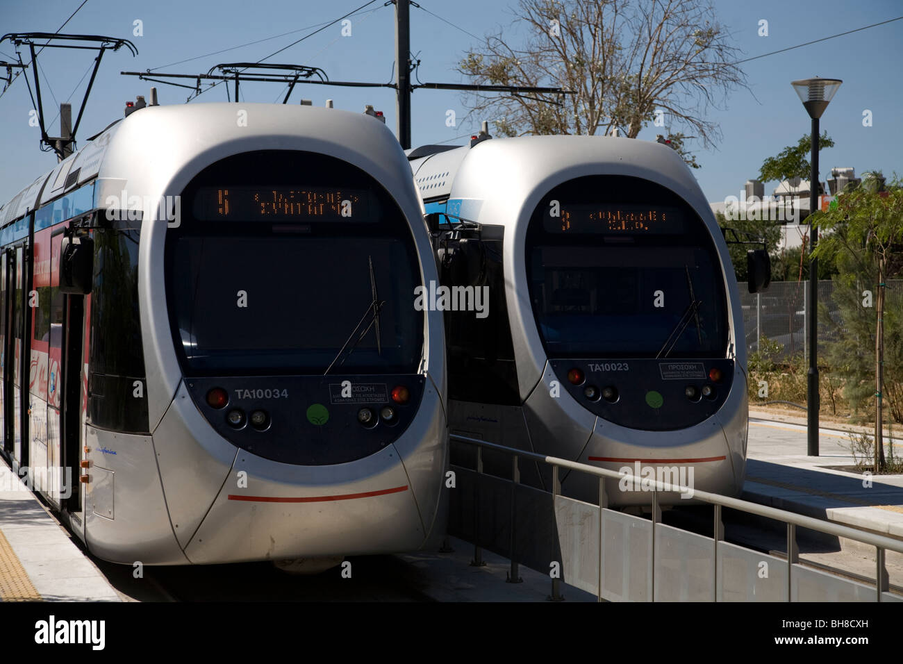 Trams at Tram Station Voula Athens Greece Stock Photo - Alamy