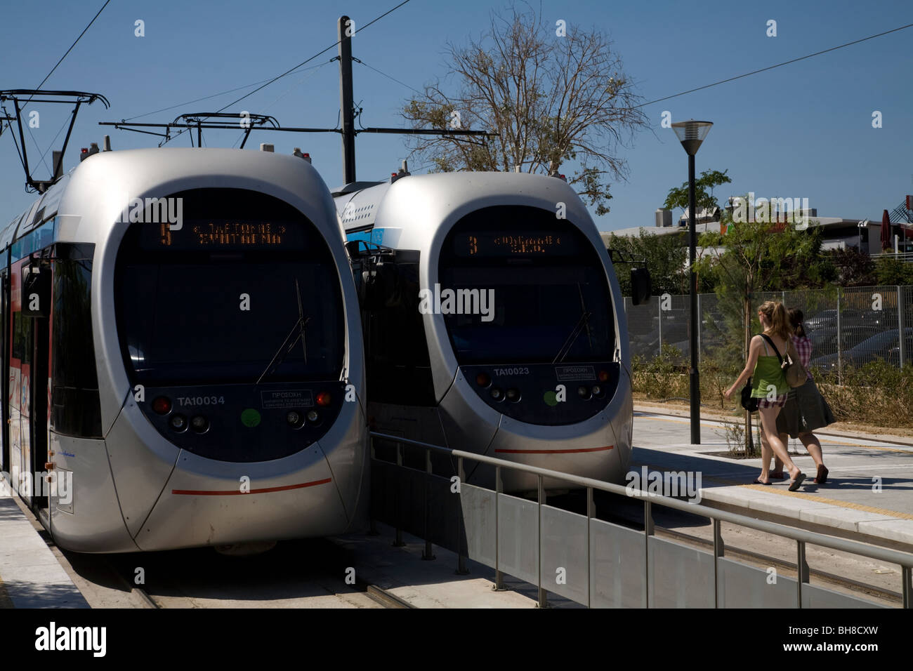 Trams at Tram Station Voula Athens Greece Stock Photo - Alamy