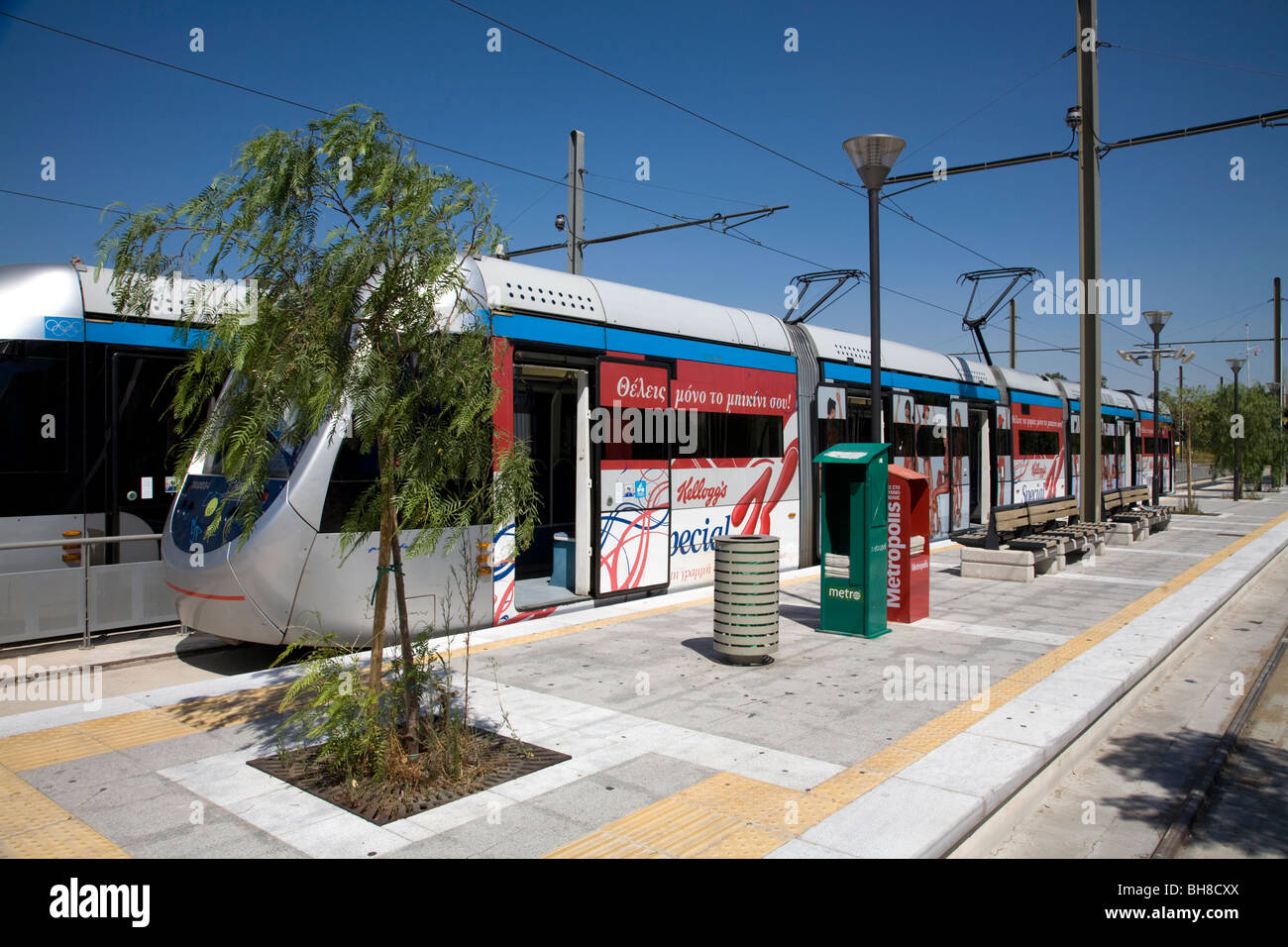 Trams at Tram Station Voula Athens Greece Stock Photo - Alamy