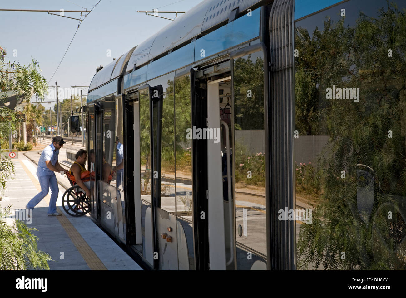 Trams at Tram Station Voula Athens Greece Stock Photo - Alamy
