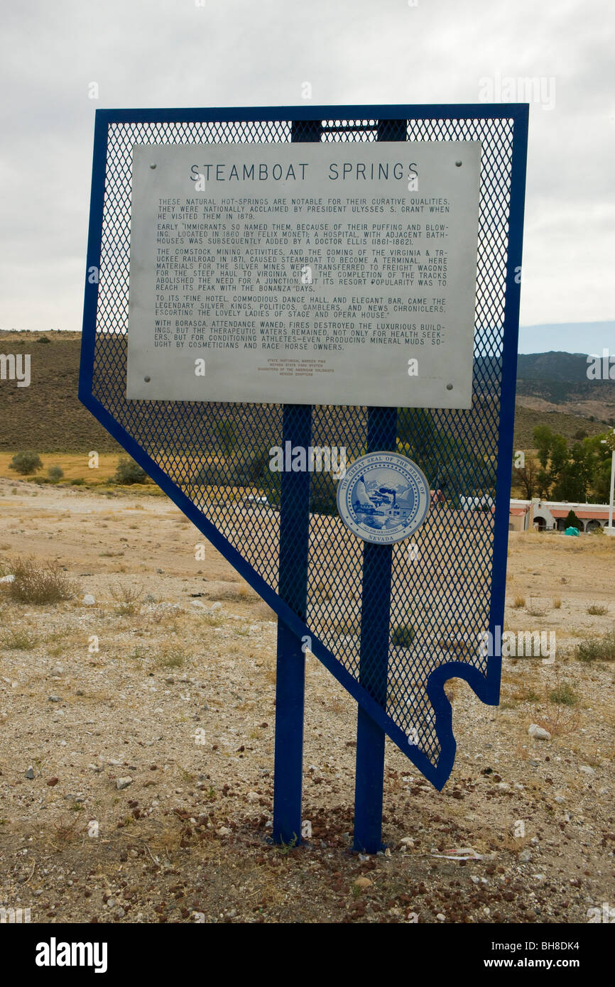 STEAMBOAT SPRINGS Nevada historical marker, NV history landmark Stock ...