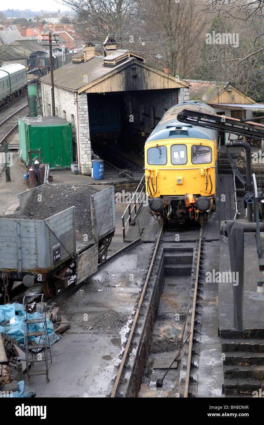Engine shed and diesel engine at Swanage Railway Station, Swanage ...