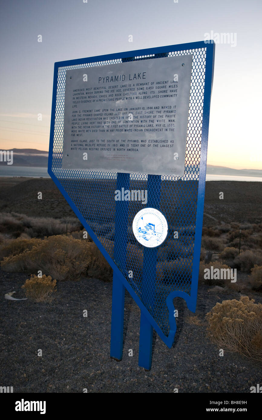PYRAMID LAKE Nevada historical marker, NV history landmark Stock Photo ...