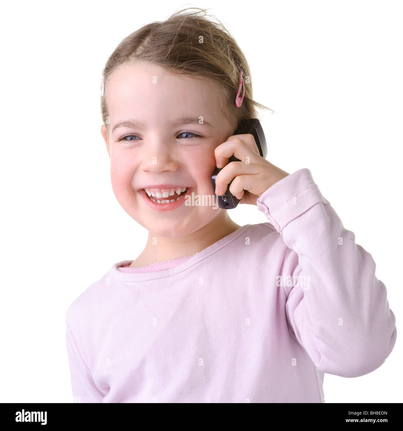 Full isolated studio picture from a little child with cell Stock Photo ...