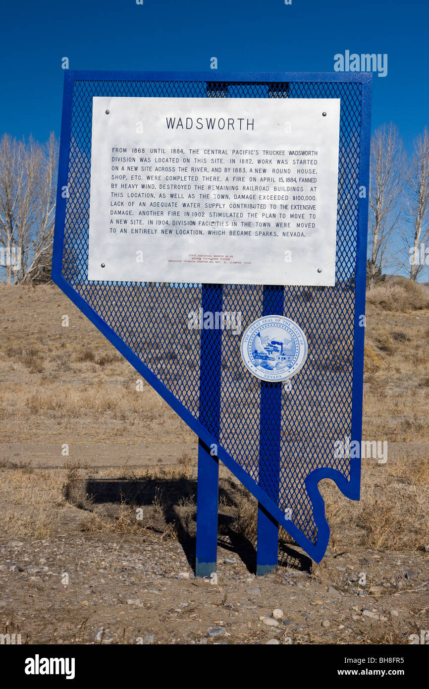 WADSWORTH Nevada historical marker, NV history landmark Stock Photo - Alamy