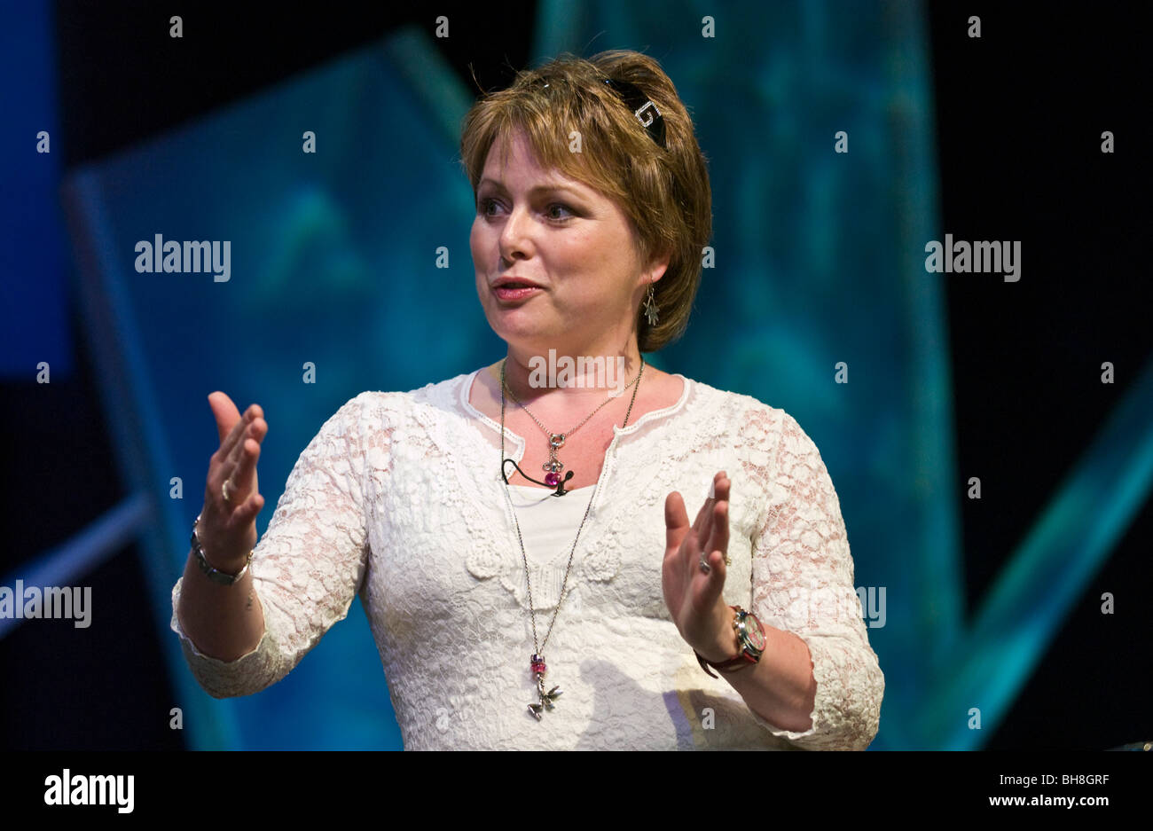 Welsh opera singer Rebecca Evans in discussion at Hay Festival 2009 ...