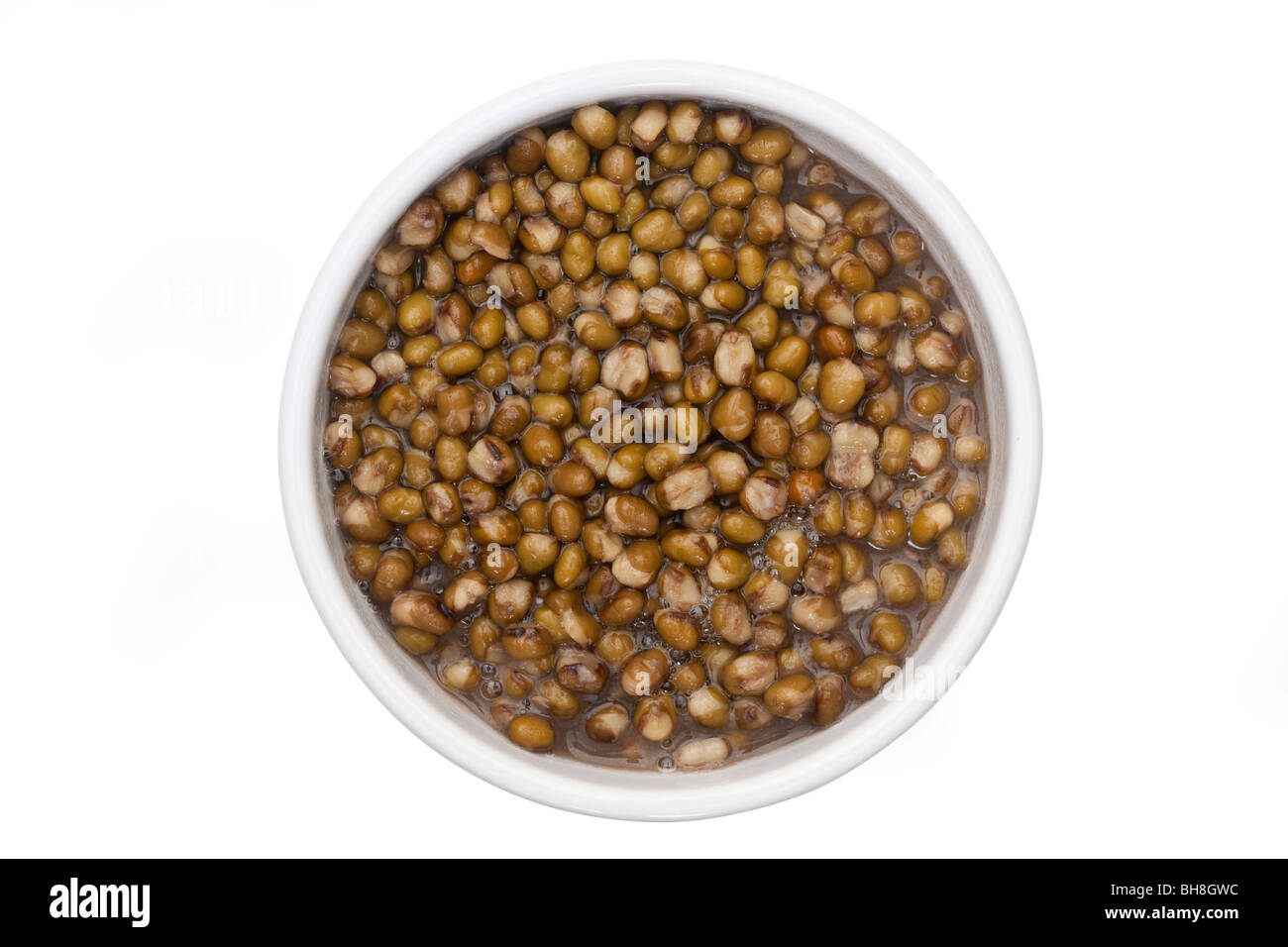 Dish full of cooked Mung beans in water Stock Photo - Alamy
