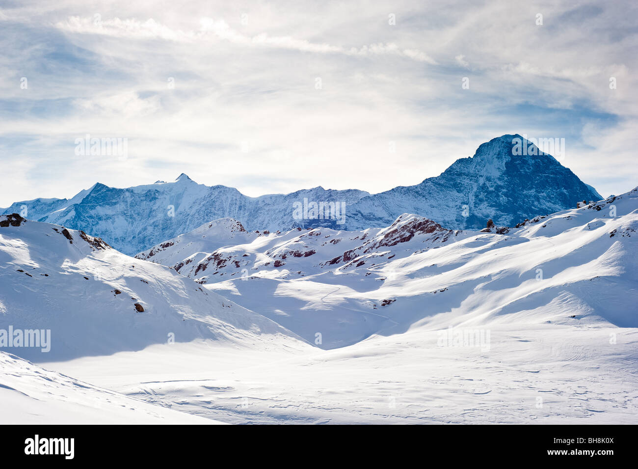 Eiger (3970m) mountain in winter, view from First/Faulhorn, Grindelwald ...