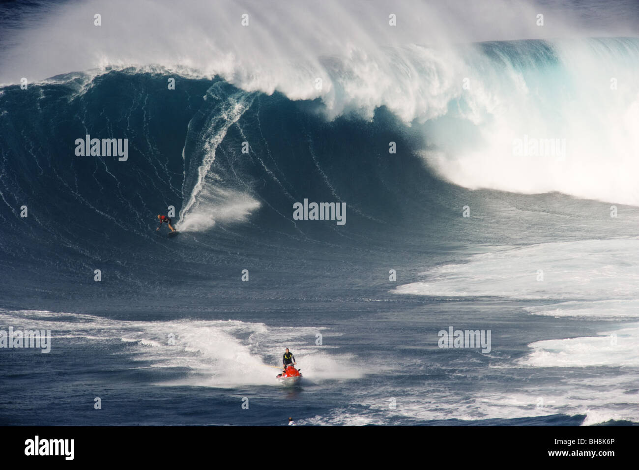 Surfing at Jaws; Maui , Hawaii Stock Photo - Alamy