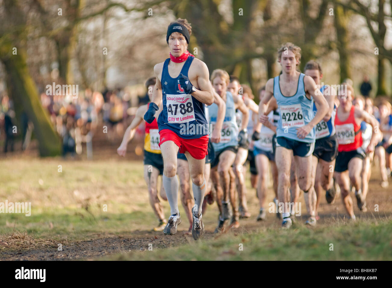 Florian Neuschwander (Kent AC) leads the field on the first lap of mens ...