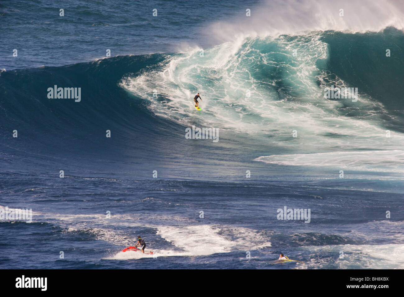 Surfing at Jaws; Maui , Hawaii Stock Photo - Alamy